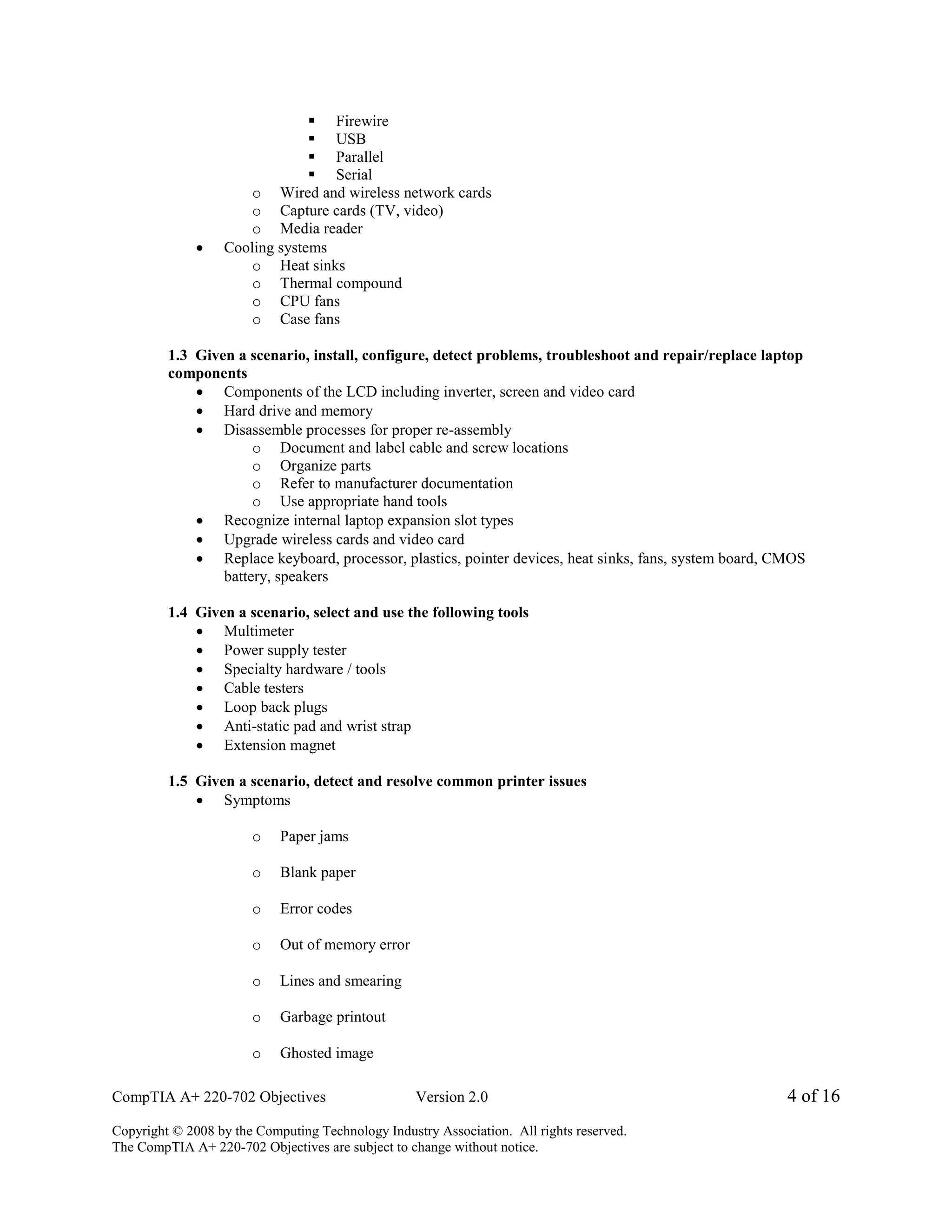 CompTIA A+ practical objectives | PDF