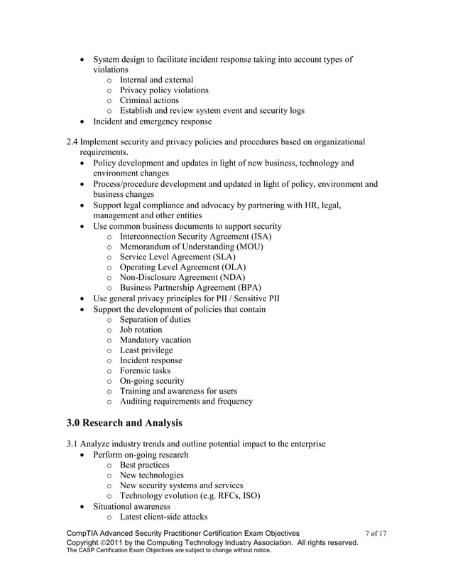 CompTIA CASP Objectives | PDF
