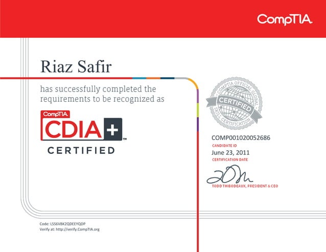 Comp tia cdia+ certificate | PPT