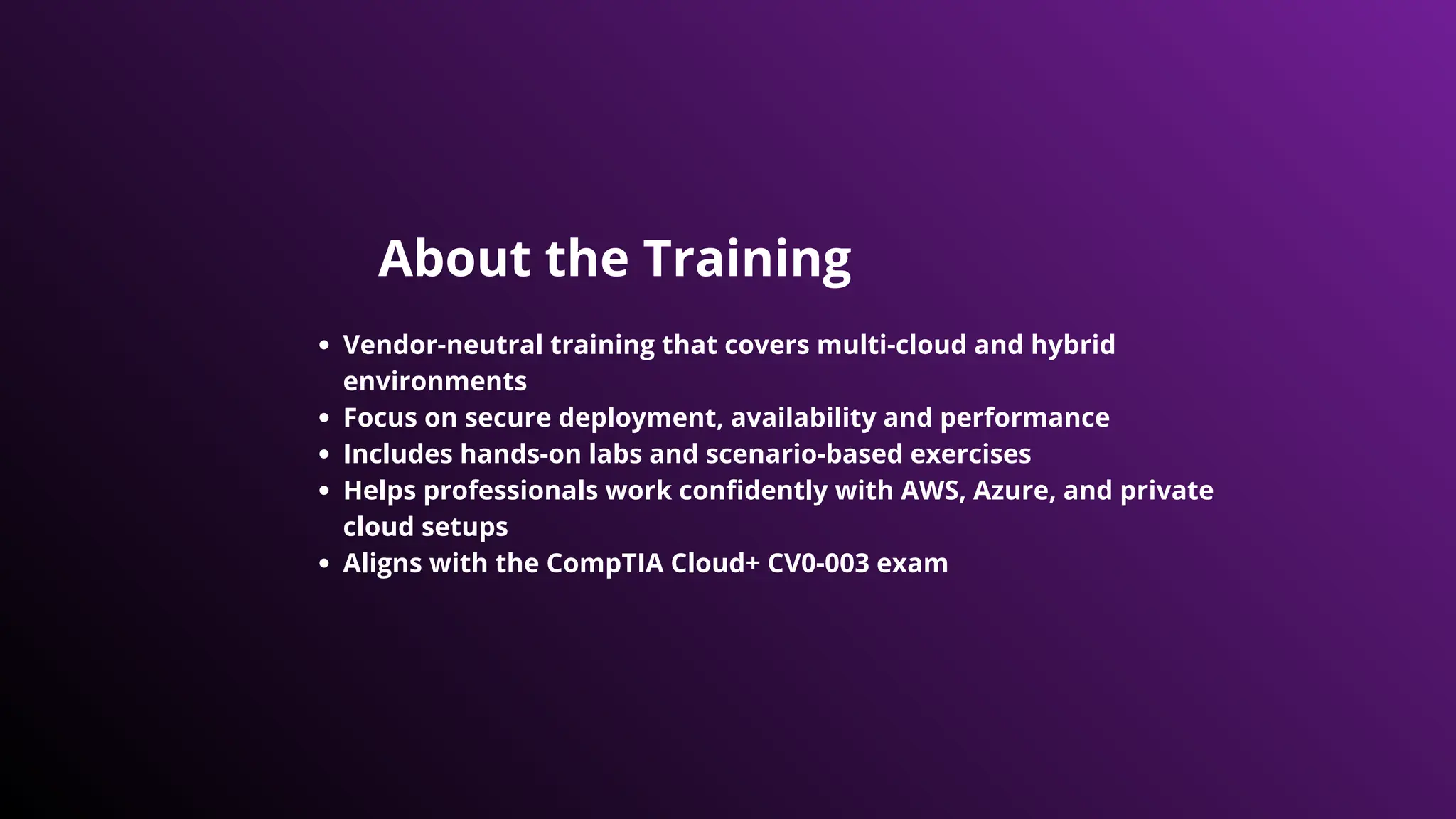 CompTIA Cloud+ Certification Training Overview | PDF