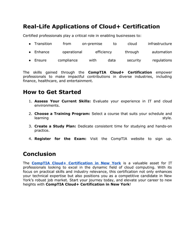 CompTIA Cloud+ Certification in New York_ Elevate Your Career.docx