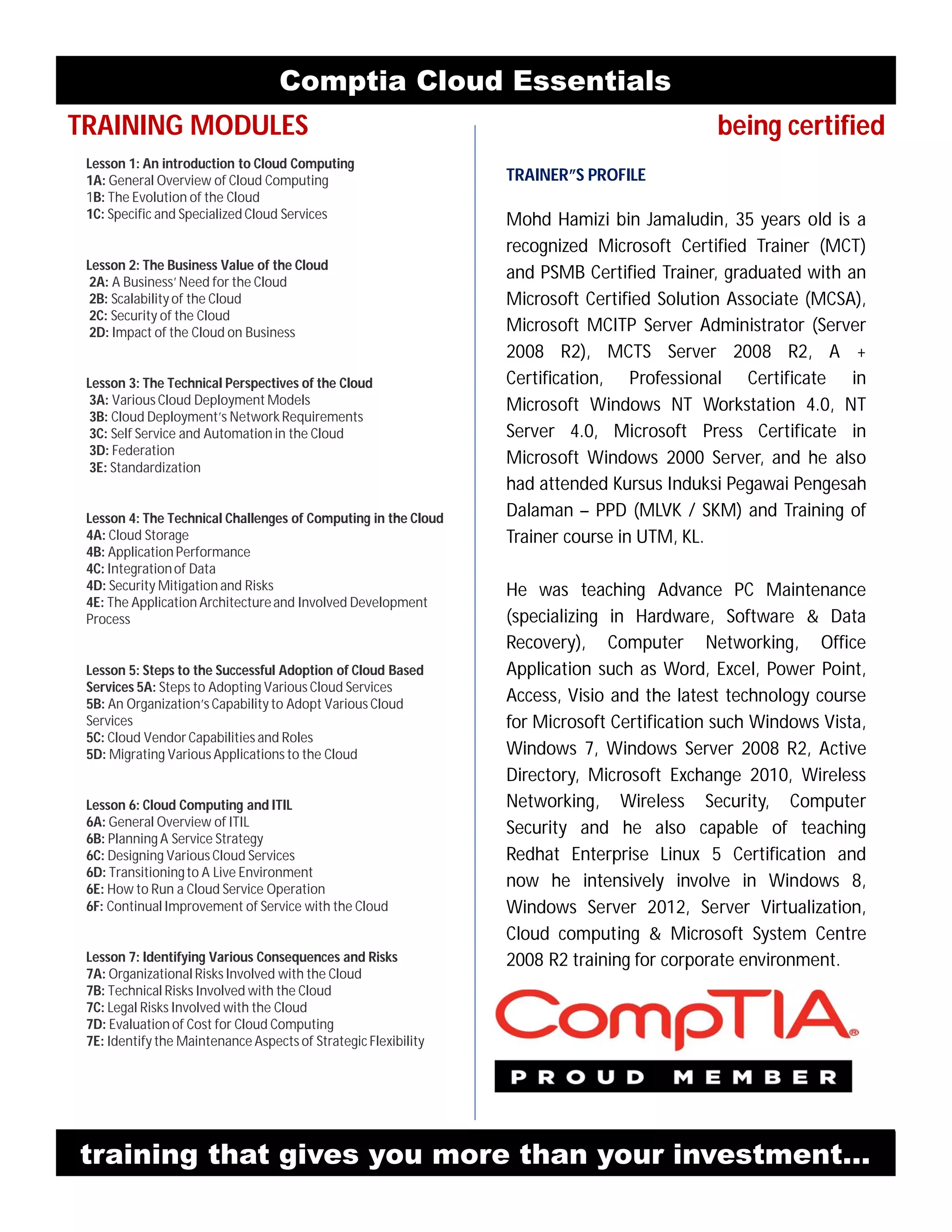 Comptia Cloud Essentials Certification Trainings | PDF