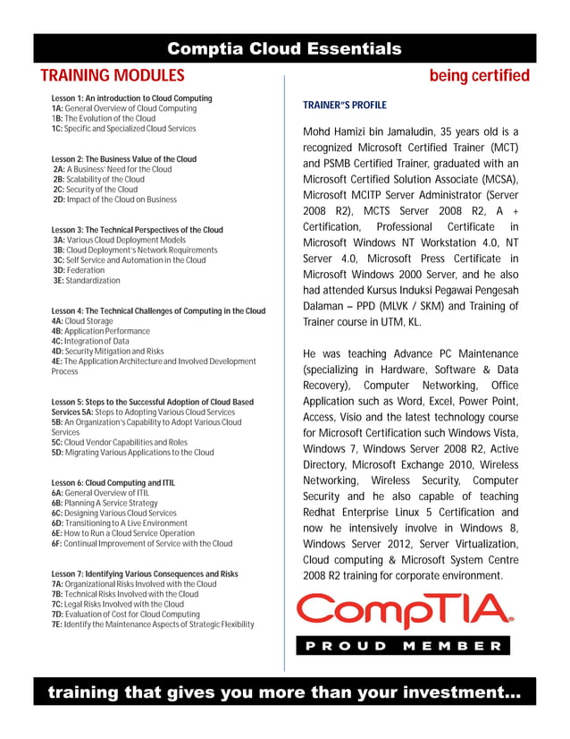 Comptia Cloud Essentials Certification Trainings | PDF | Cloud Computing | Internet