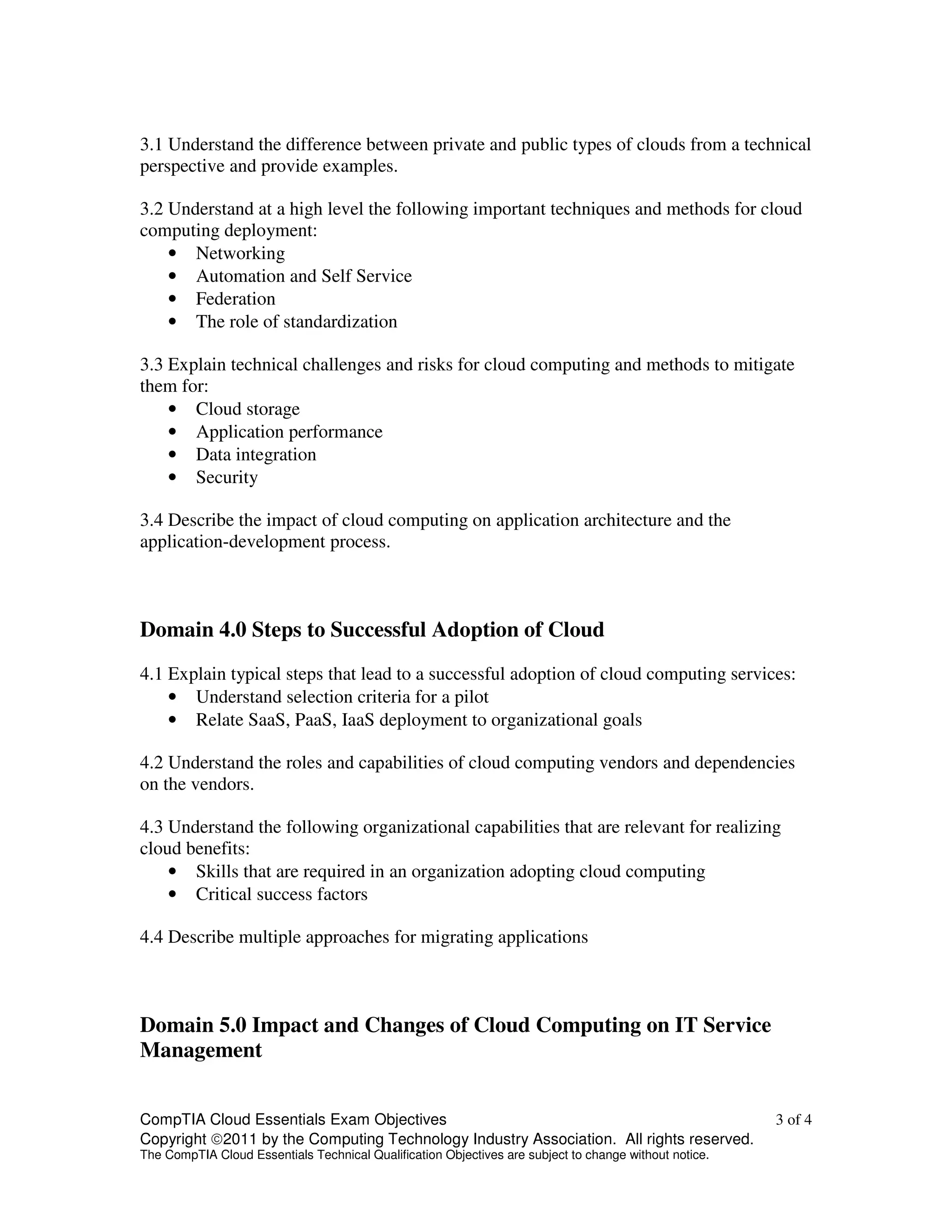 CompTIA Cloud Essentials Objectives | PDF