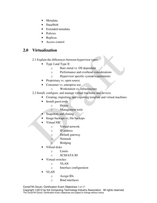 CompTIA Cloud+ Objectives | PDF