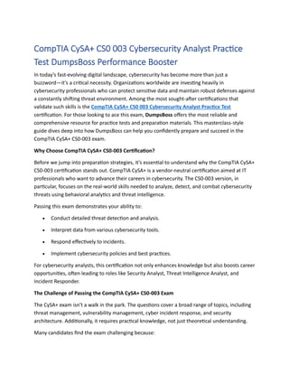 CompTIA CySA+ CS0 003 Cybersecurity Analyst Practice Test DumpsBoss ...