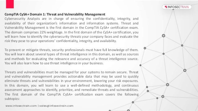 Comptia Cysa Domain 1 Threat And Vulnerability Management Pptx Information And Network