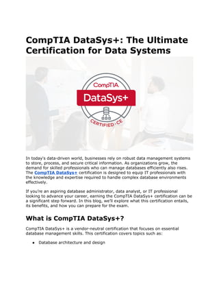 CompTIA DataSys+_ The Ultimate Certification for Data Systems.docx