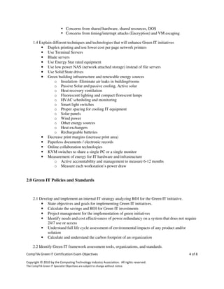 CompTIA Green IT Objectives | PDF | Computing | Technology & Computing