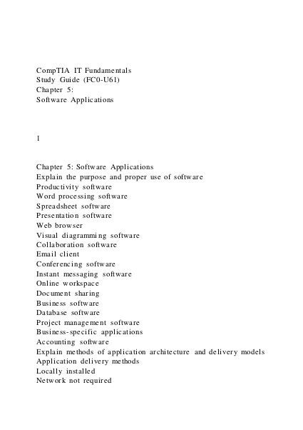 CompTIA IT FundamentalsStudy Guide (FC0-U61)Chapter 5Soft | PDF