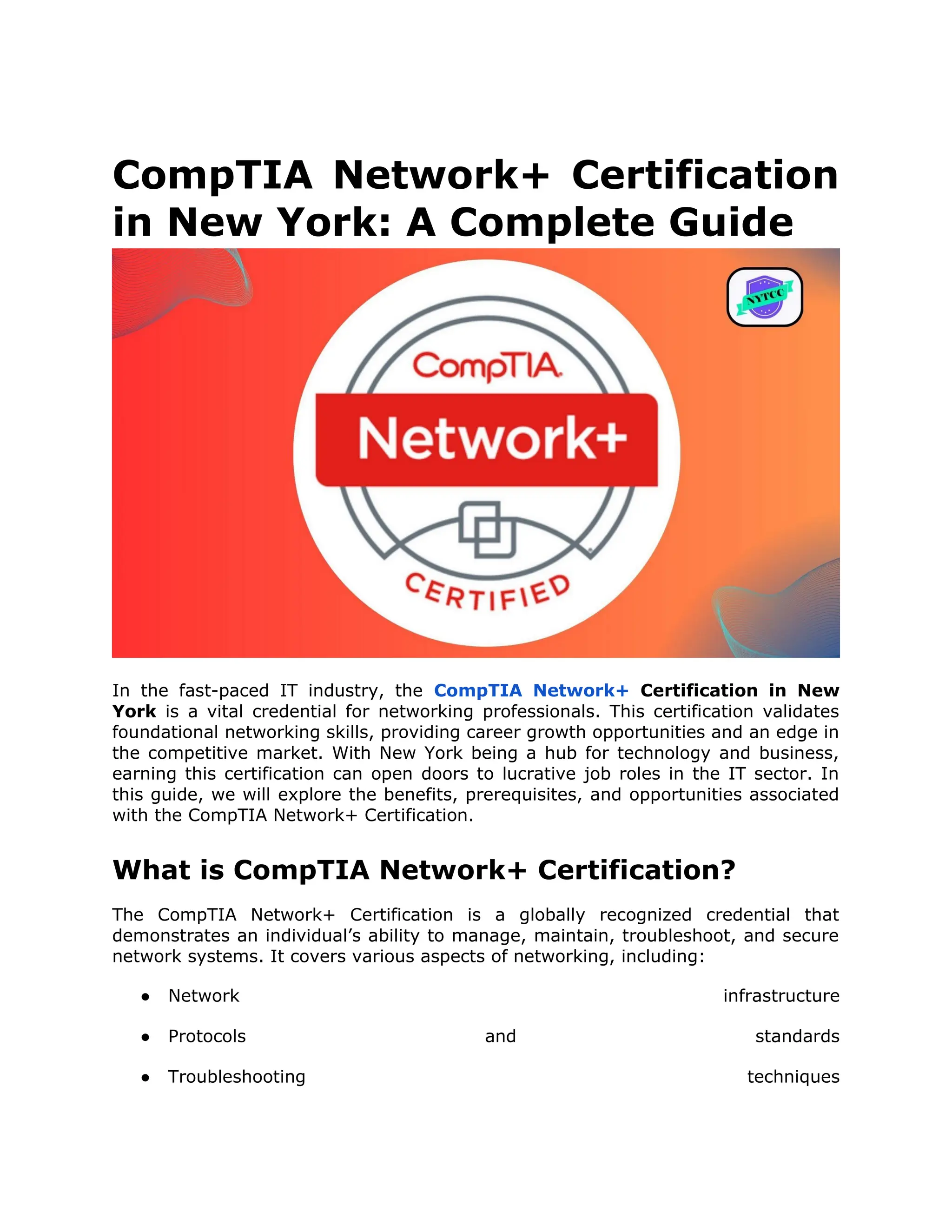 CompTIA Network+ Certification in New York_ A Complete Guide.docx