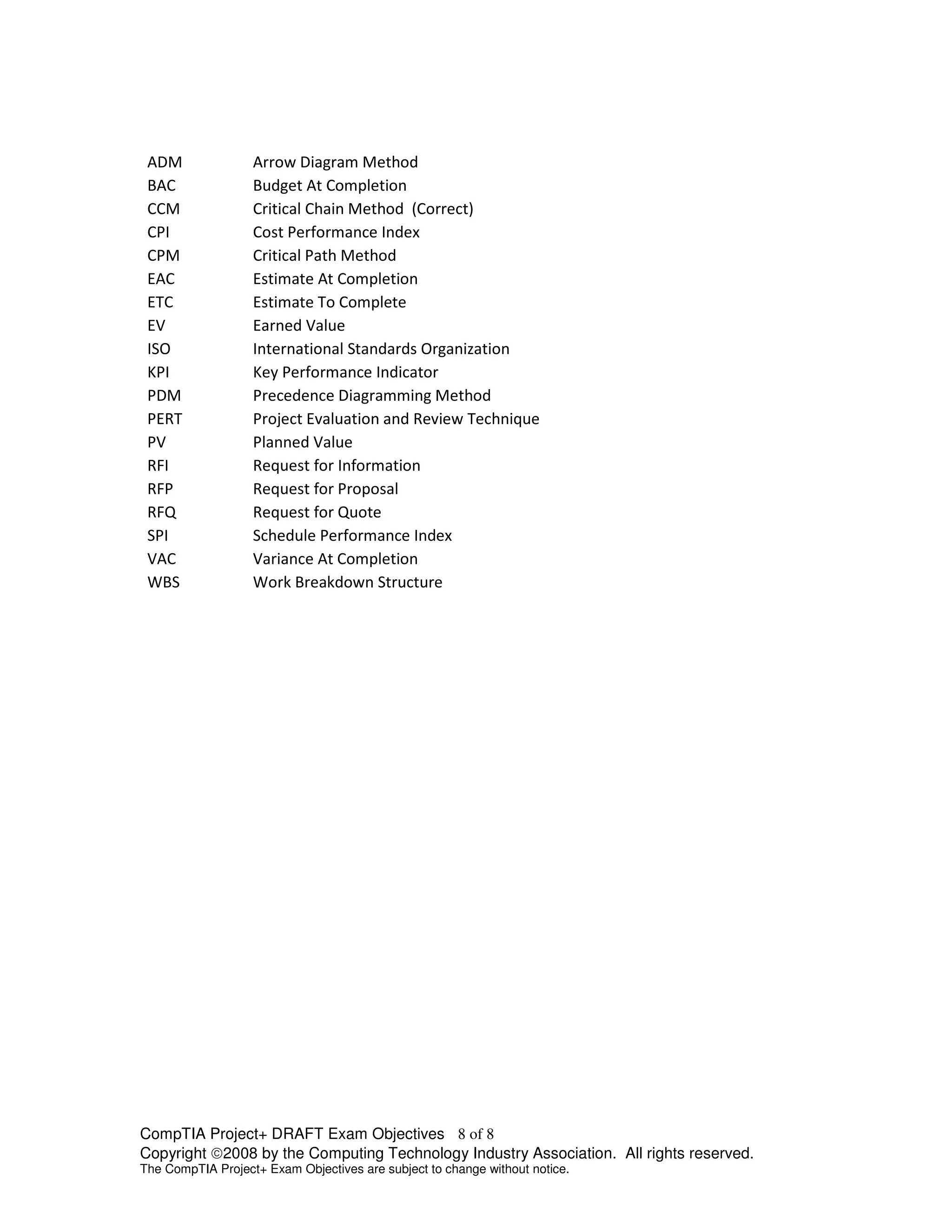 CompTIA Project+ Objectives | PDF