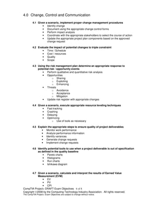 CompTIA Project+ Objectives | PDF