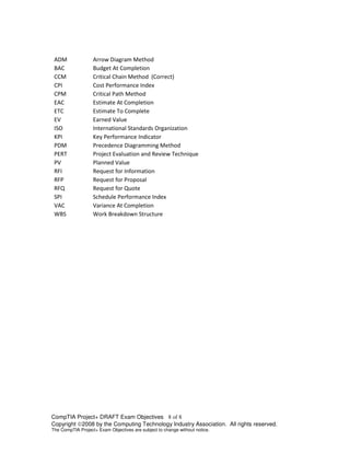CompTIA Project+ Objectives | PDF