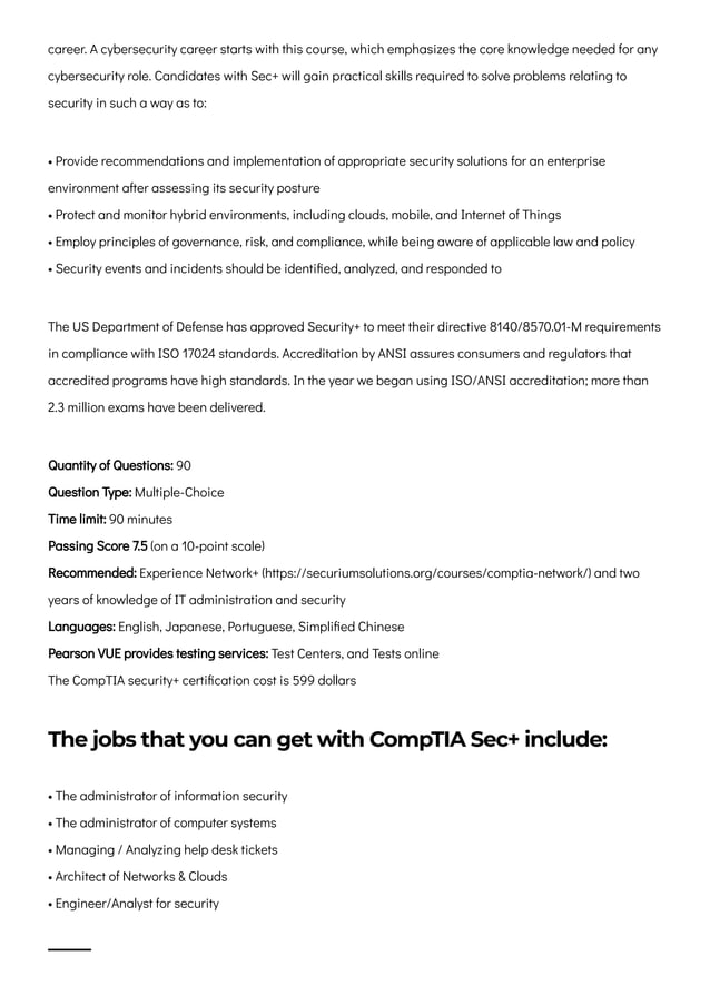 CompTIA Security+ Certification | Sec+ | PDF | IT and Internet Support ...
