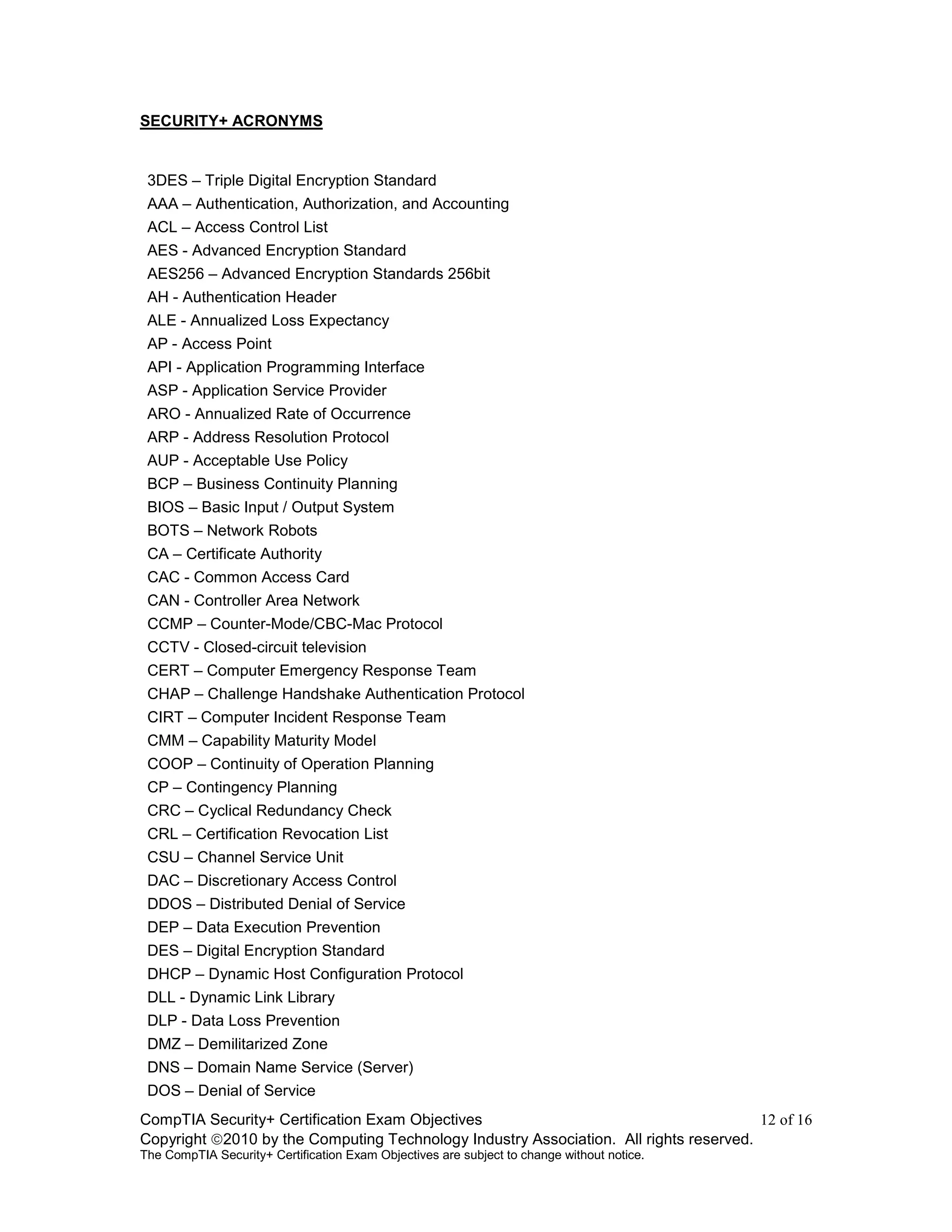 CompTIA Security+ Objectives | PDF | Computer Networking | Computing