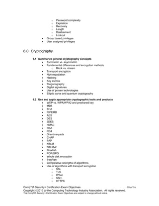 CompTIA Security+ Objectives | PDF | Computer Networking | Computing