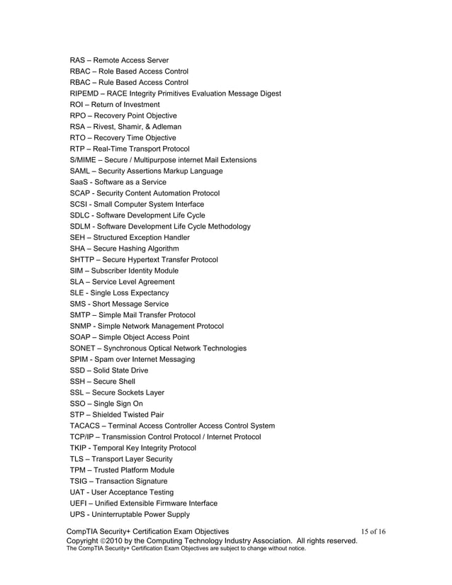 CompTIA Security+ Objectives | PDF | Computer Networking | Computing