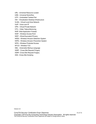 CompTIA Security+ Objectives | PDF | Computer Networking | Computing