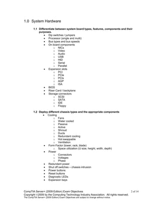 CompTIA Server+ Objectives | PDF