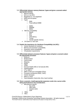CompTIA Server+ Objectives | PDF