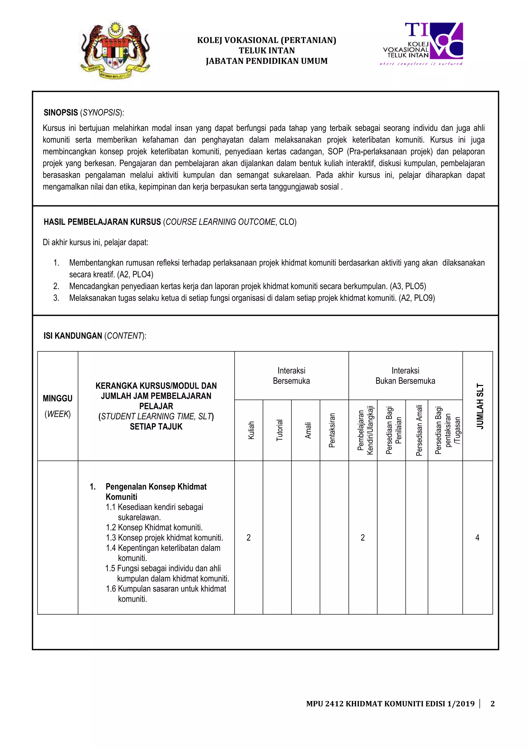 Co mpu2412 khidmat komuniti | PDF