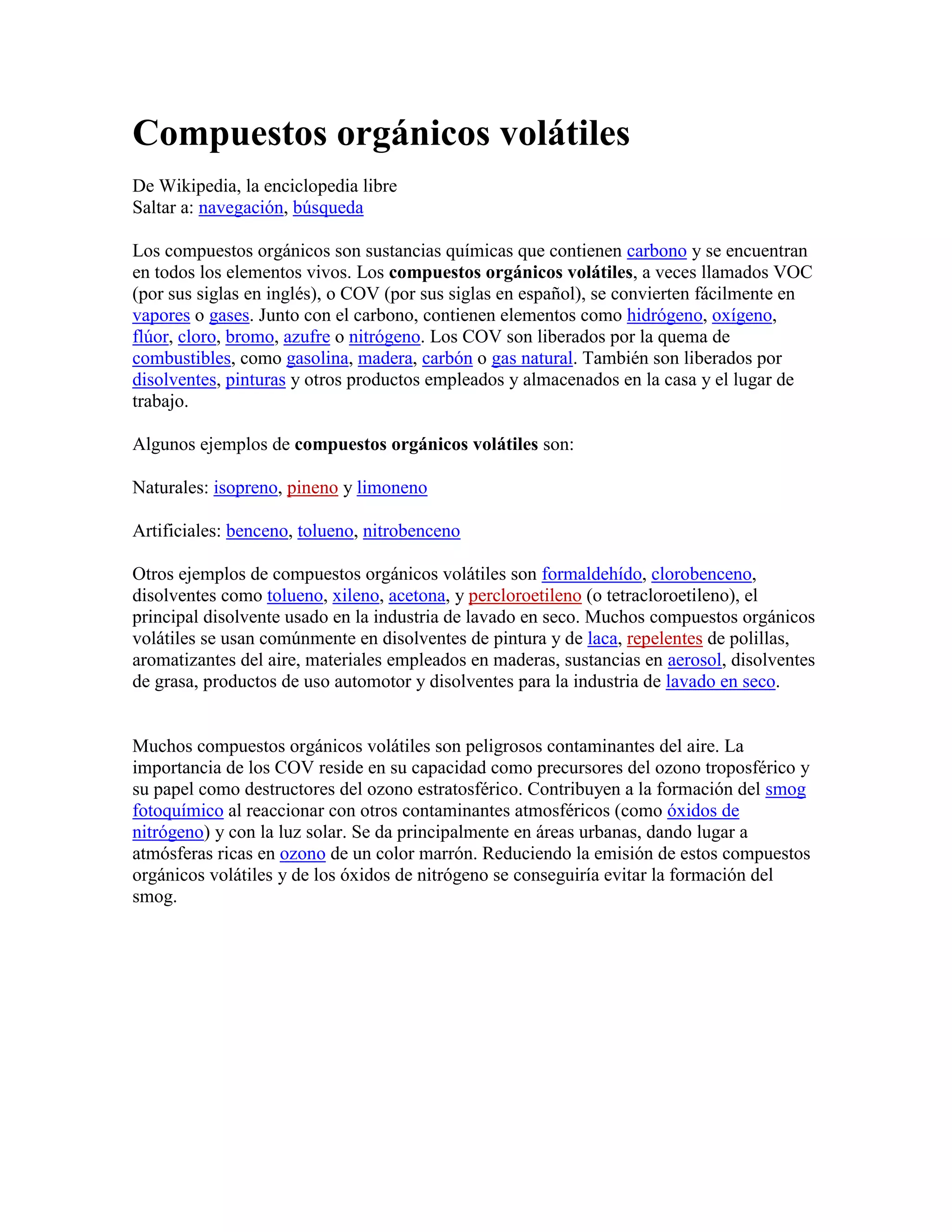 Compuestos orgánicos volátiles | PDF