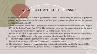 compulsory licensing of patent is my topic | PPTX