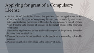 compulsory licensing of patent is my topic | PPTX