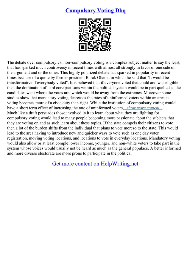 Compulsory Voting Essay | PDF