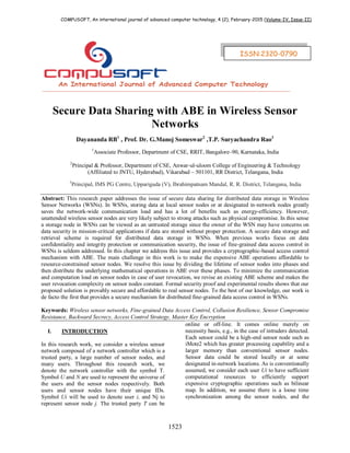 Secure Data Sharing with ABE in Wireless Sensor Networks | PDF | Internet of Things | Internet