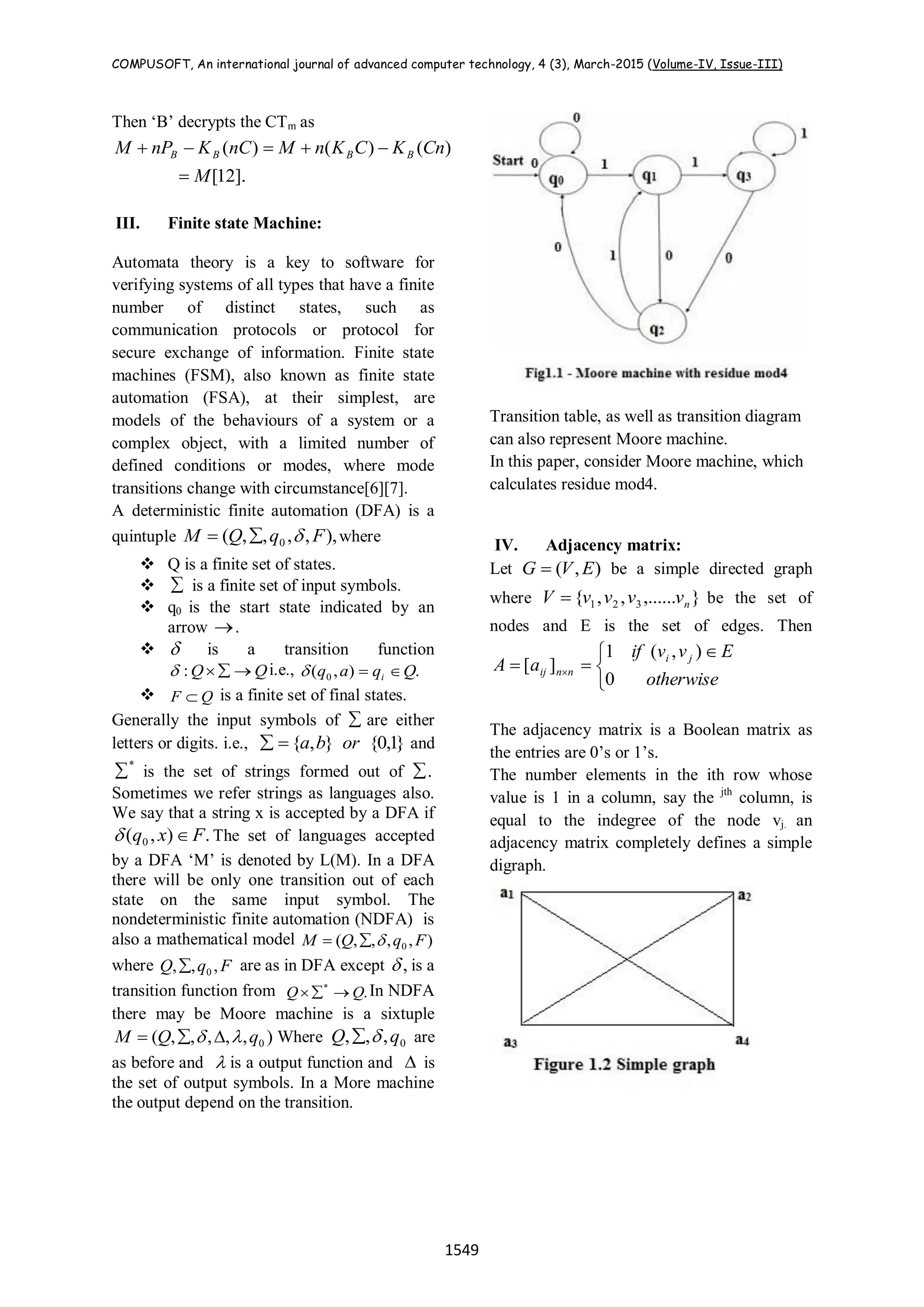 An Elgamal Encryption Scheme Of Adjacency Matrix And Finite Machines