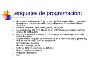 El software de base. Sistemas operativos y lenguajes | PPT