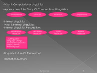 Computational Linguistics FCIS'13 - ASU -- Part(I) | PPT
