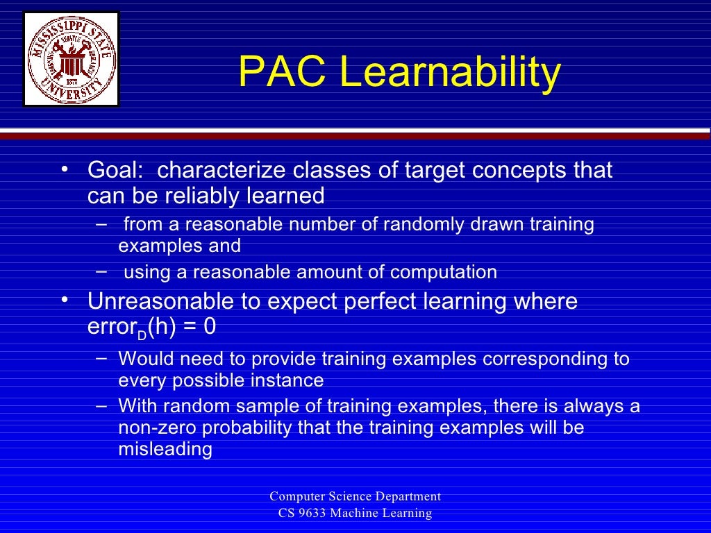 Computational Learning Theory Computational Learning Theory