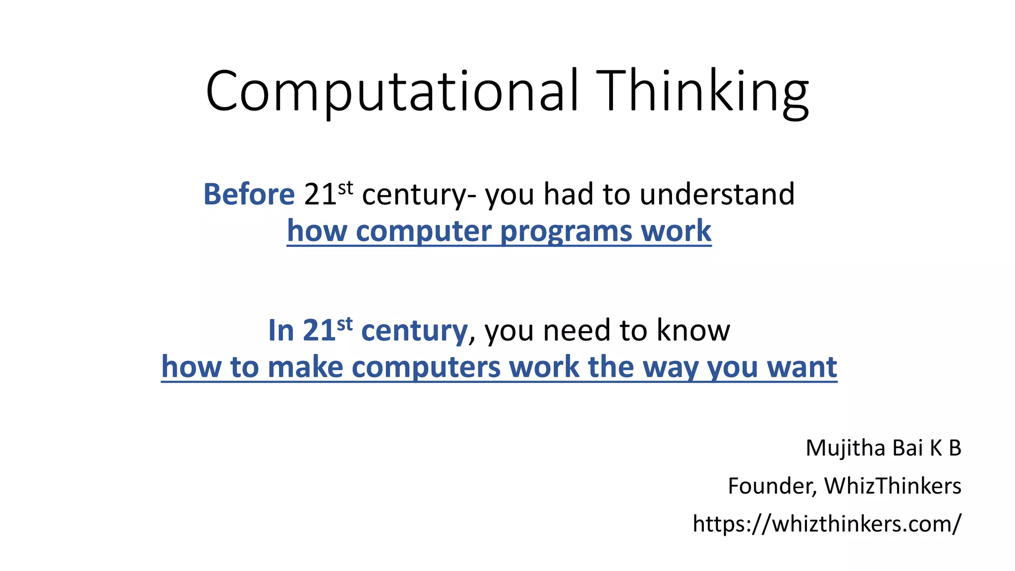 Computational Thinking - 101 | PPT