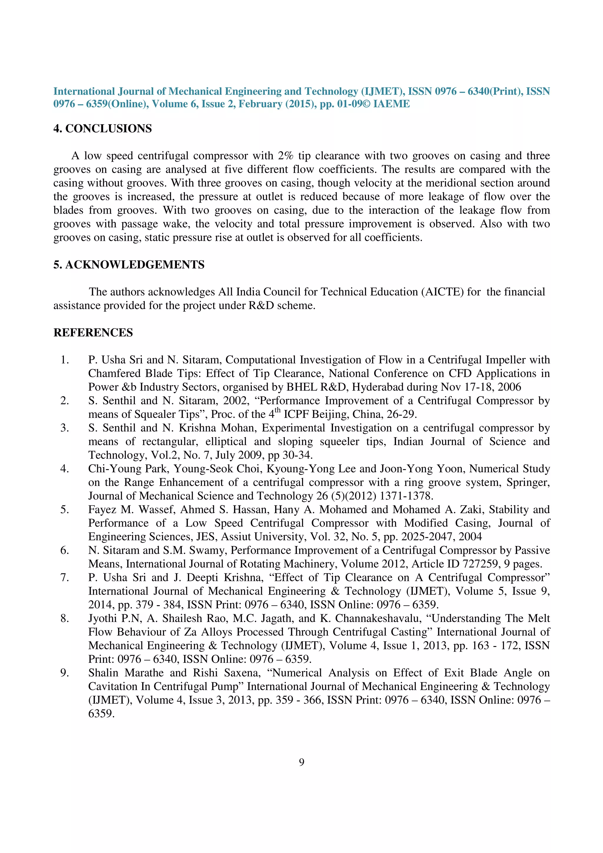 Computational analysis of centrifugal compressor with grooves on casing ...