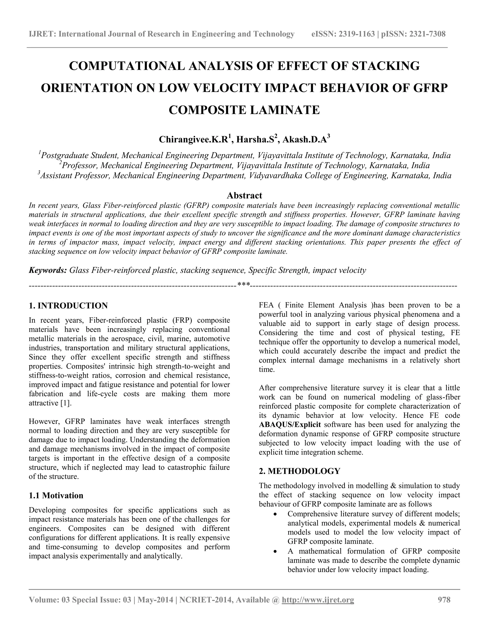 Computational Analysis Of Effect Of Stacking Orientation On Low