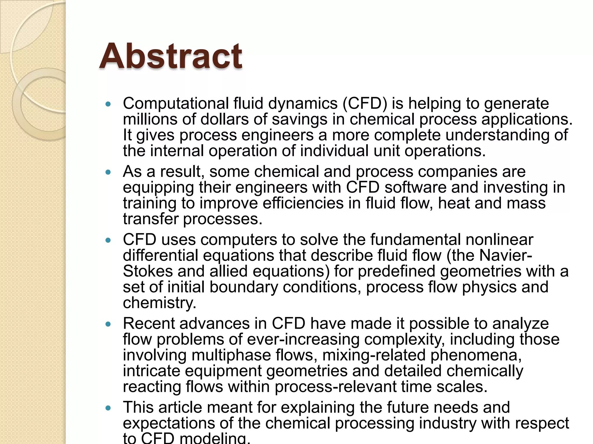 Computational fluid dynamics for chemical reactor design | PPT
