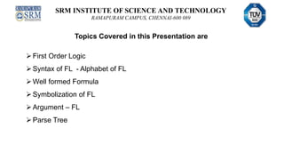 Computational logic First Order Logic | PPT
