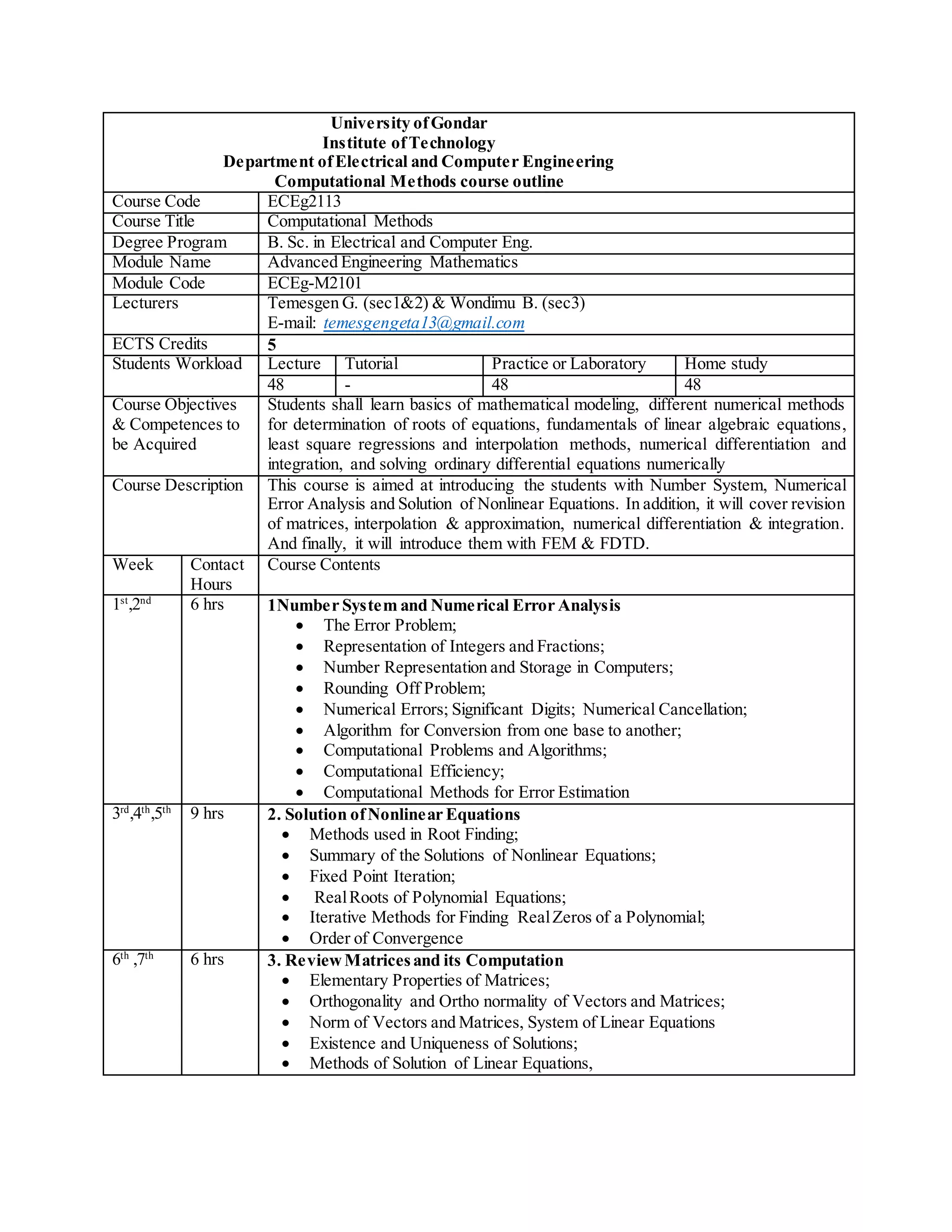Computational methods couurseout line | PDF
