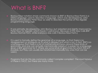 Computational model language and grammar bnf | PPTX | Programming Languages | Computing