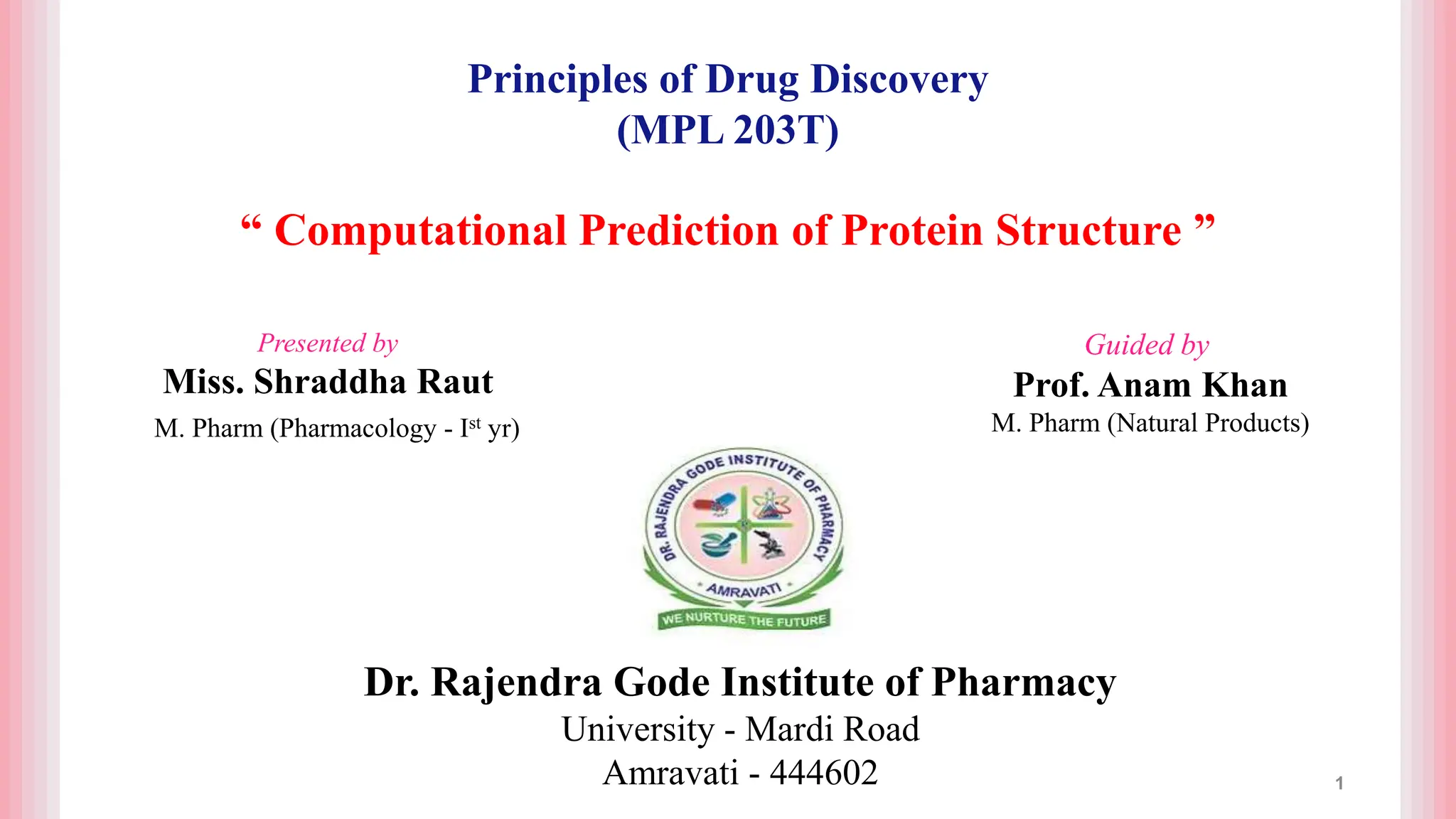 Computational Prediction Of Protein Structure Pptx