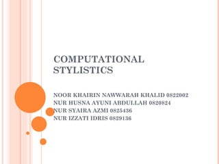 Computationalstylistics tbpresented | PPT