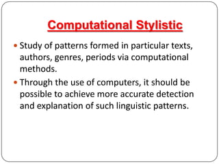 Computational stylistics (2)[1] | PPT