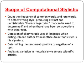 Computational stylistics (2)[1] | PPT