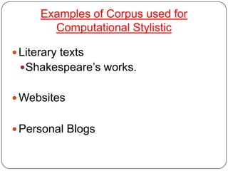 Computational stylistics (2)[1] | PPT