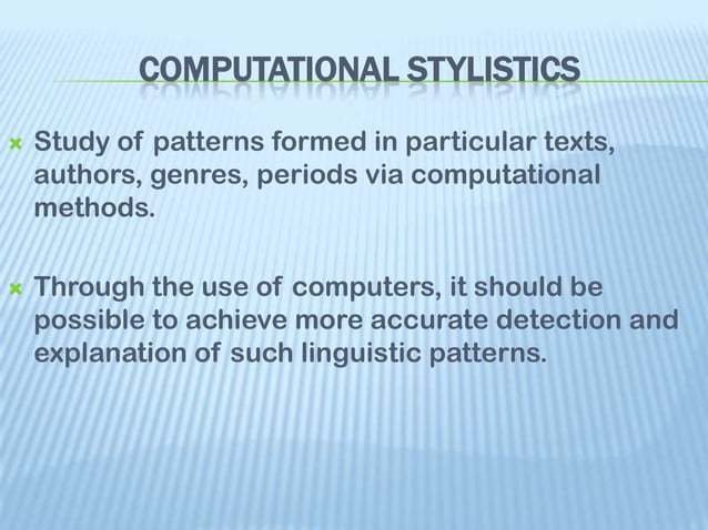 Computational stylistics ppt | PPTX