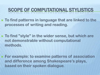 Computational stylistics ppt | PPTX