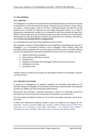 Pensamiento computacional desconectado. Computational thinking ...